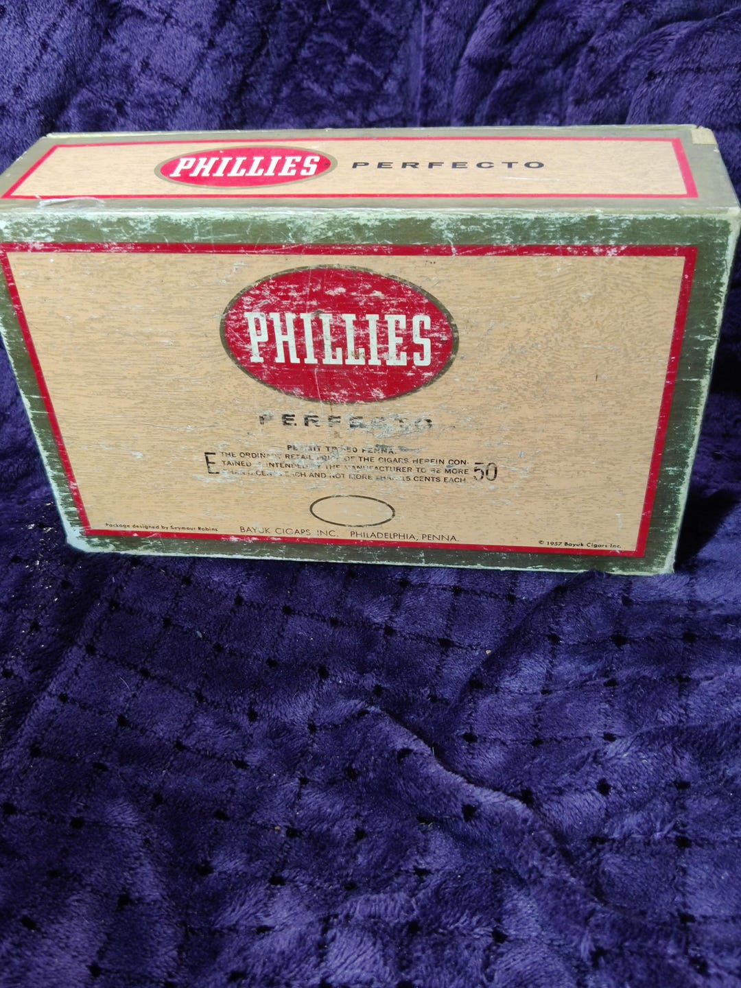 Vintage Phillies Perfecto Cigar Box - Etsy