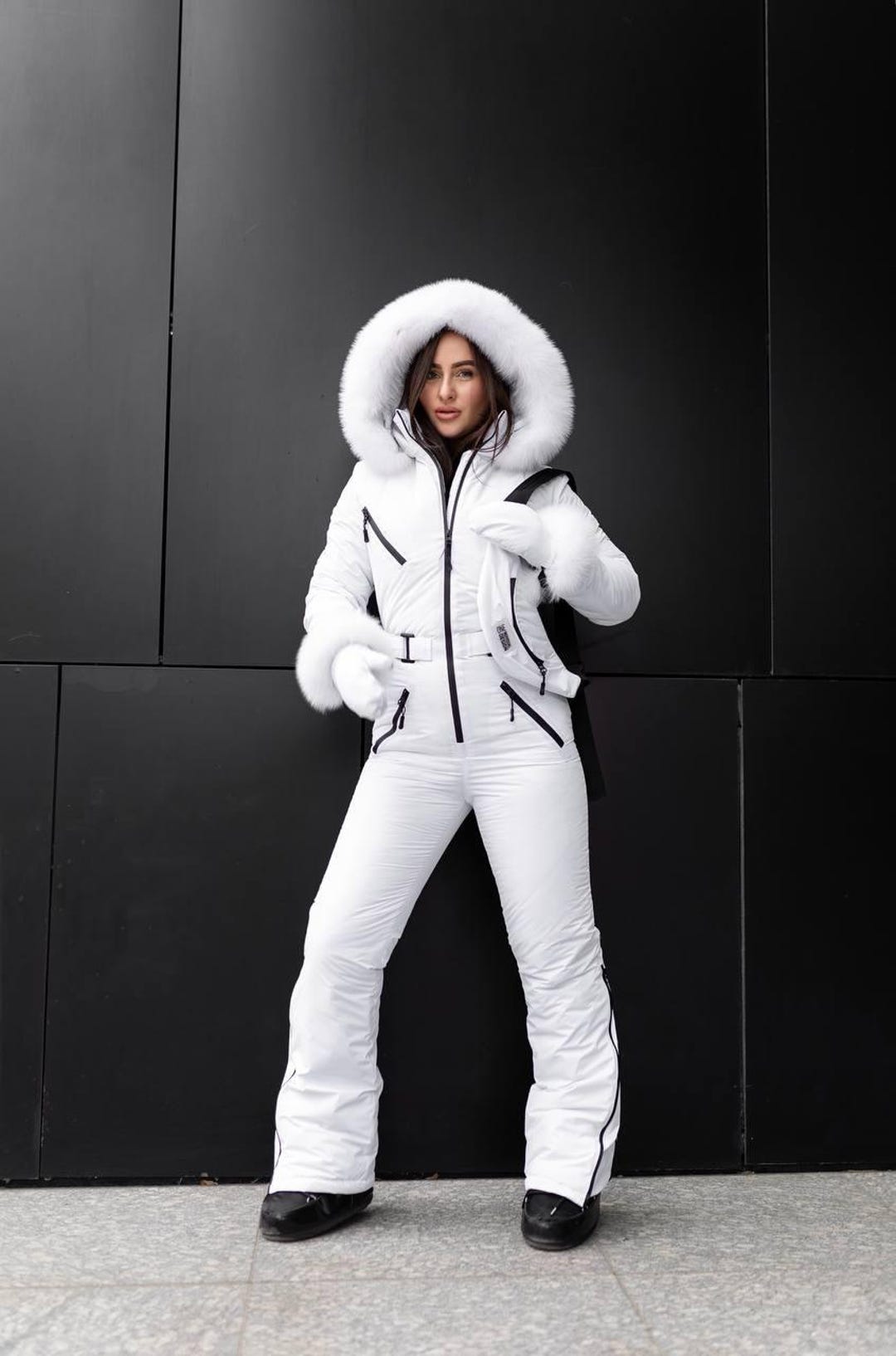 2025 White Ski Suit for Women - Waterproof Winter Jumpsuit, Warm Snow ...