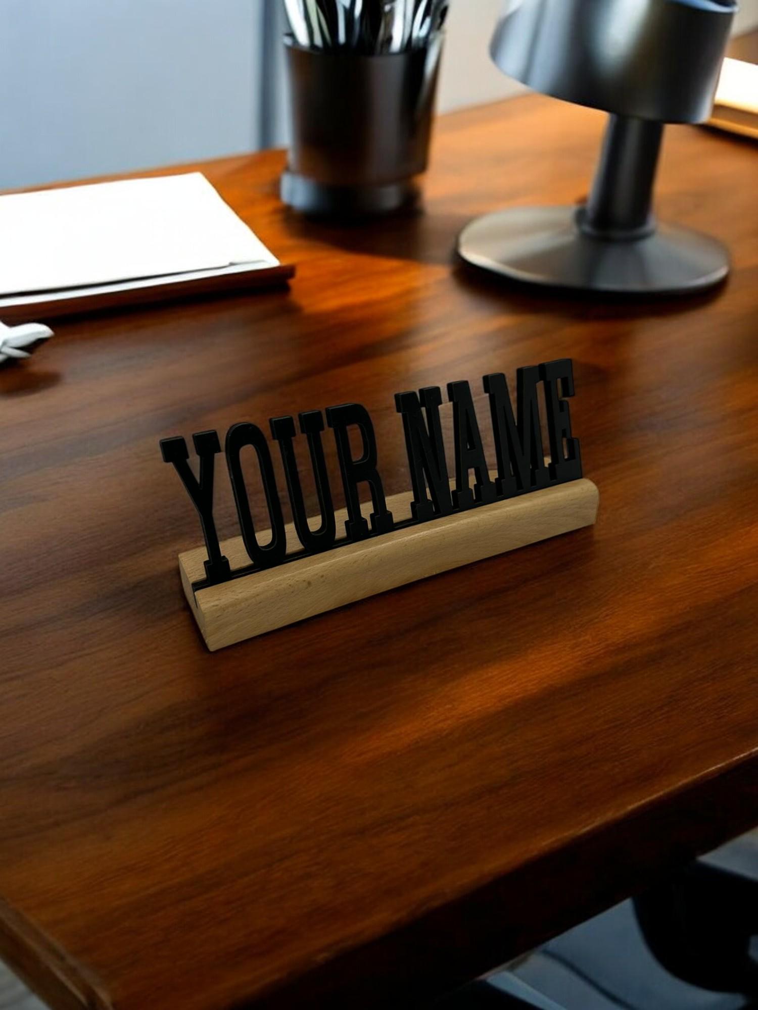 Desk Name Plate - Custom Name Sign - Personalized Wood Desk Name ...