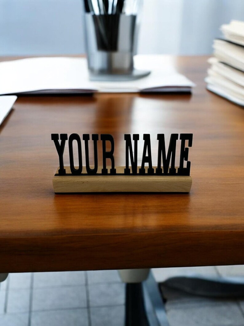 Desk Name Plate - Custom Name Sign - Personalized Wood Desk Name ...