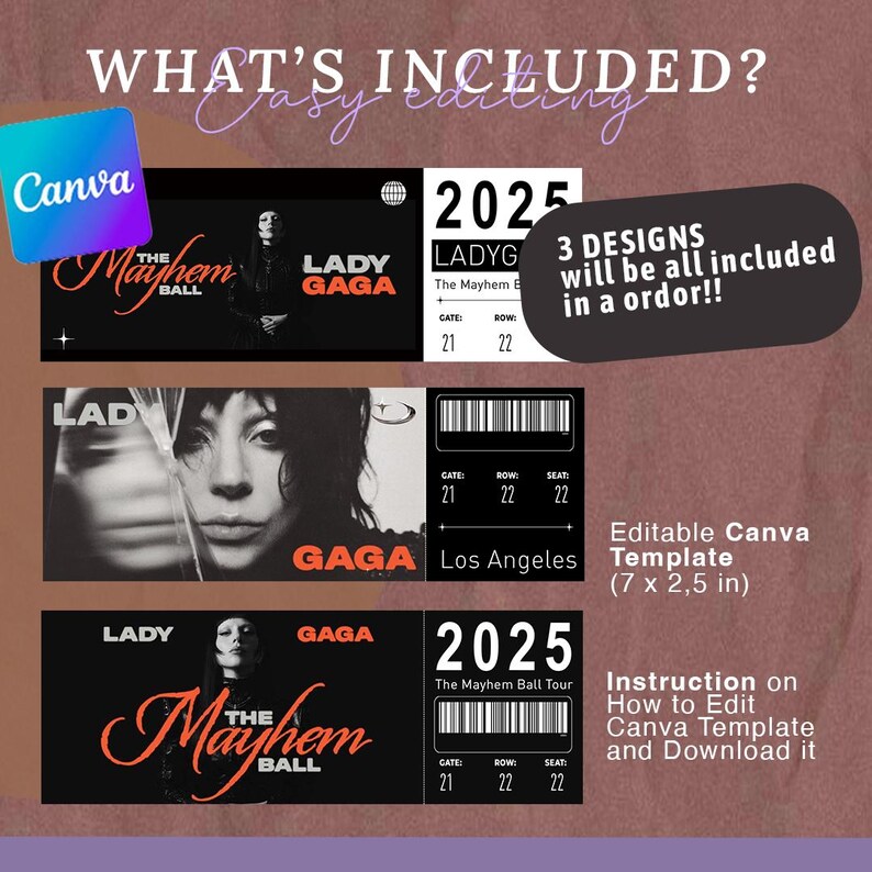 Lady Gaga Concert Ticket Bundle – the Mayhem Ball 2025 – Set of 3 ...