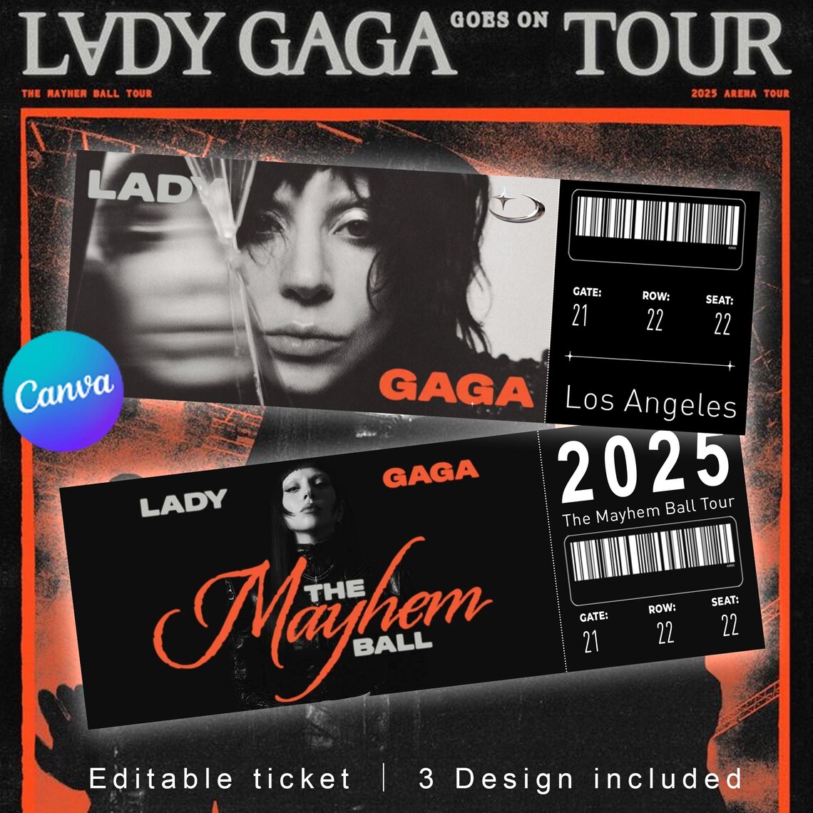 Lady Gaga Concert Ticket Bundle – the Mayhem Ball 2025 – Set of 3 ...