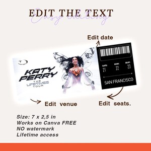 Editable Katy Perry Concert Ticket – the Lifetimes Tour 2025 ...