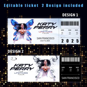 Editable Katy Perry Concert Ticket – the Lifetimes Tour 2025 ...