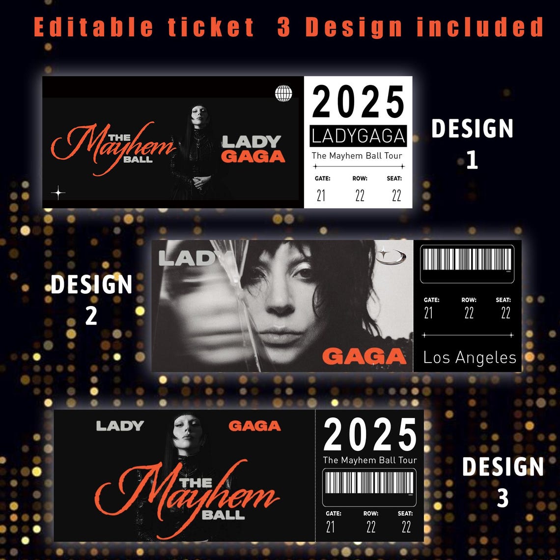 Lady Gaga Concert Ticket Bundle – the Mayhem Ball 2025 – Set of 3 ...
