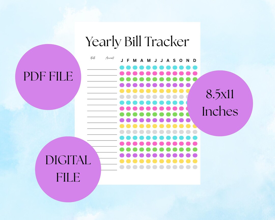 Yearly Bill Planner; Yearly Bill Tracker; Bill Organizer; PDF Format ...