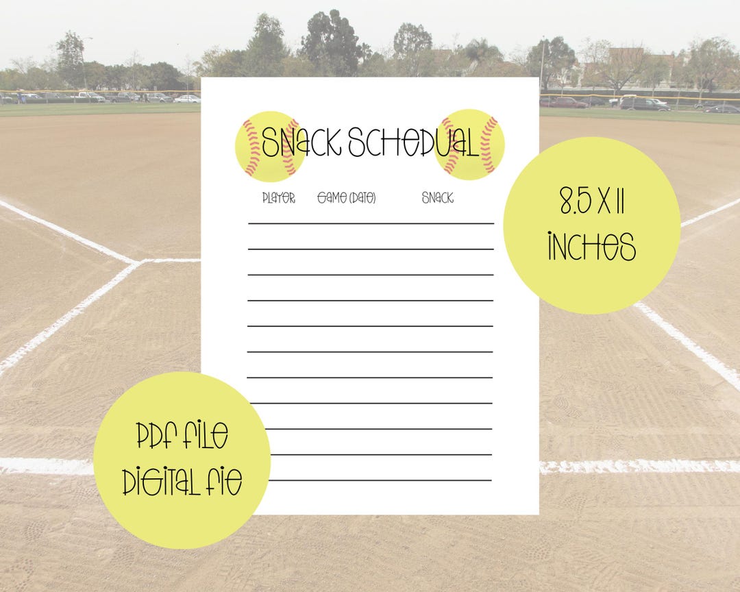 Softball Snack Schedule. Summer Fun and Organization. Summer Sports ...