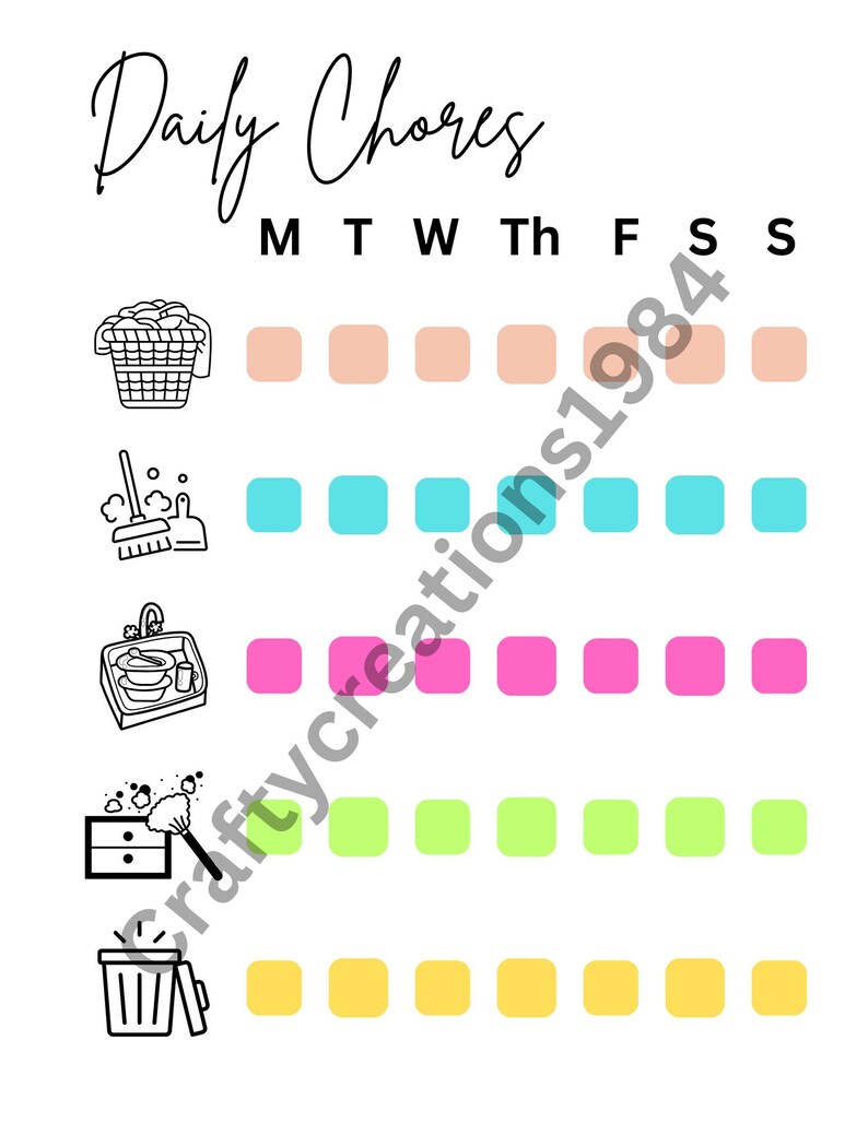 Basic Daily Chore Chart - Etsy