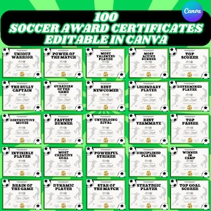 100 Editable Soccer Award Certificates | Soccer Team Awards | End of ...