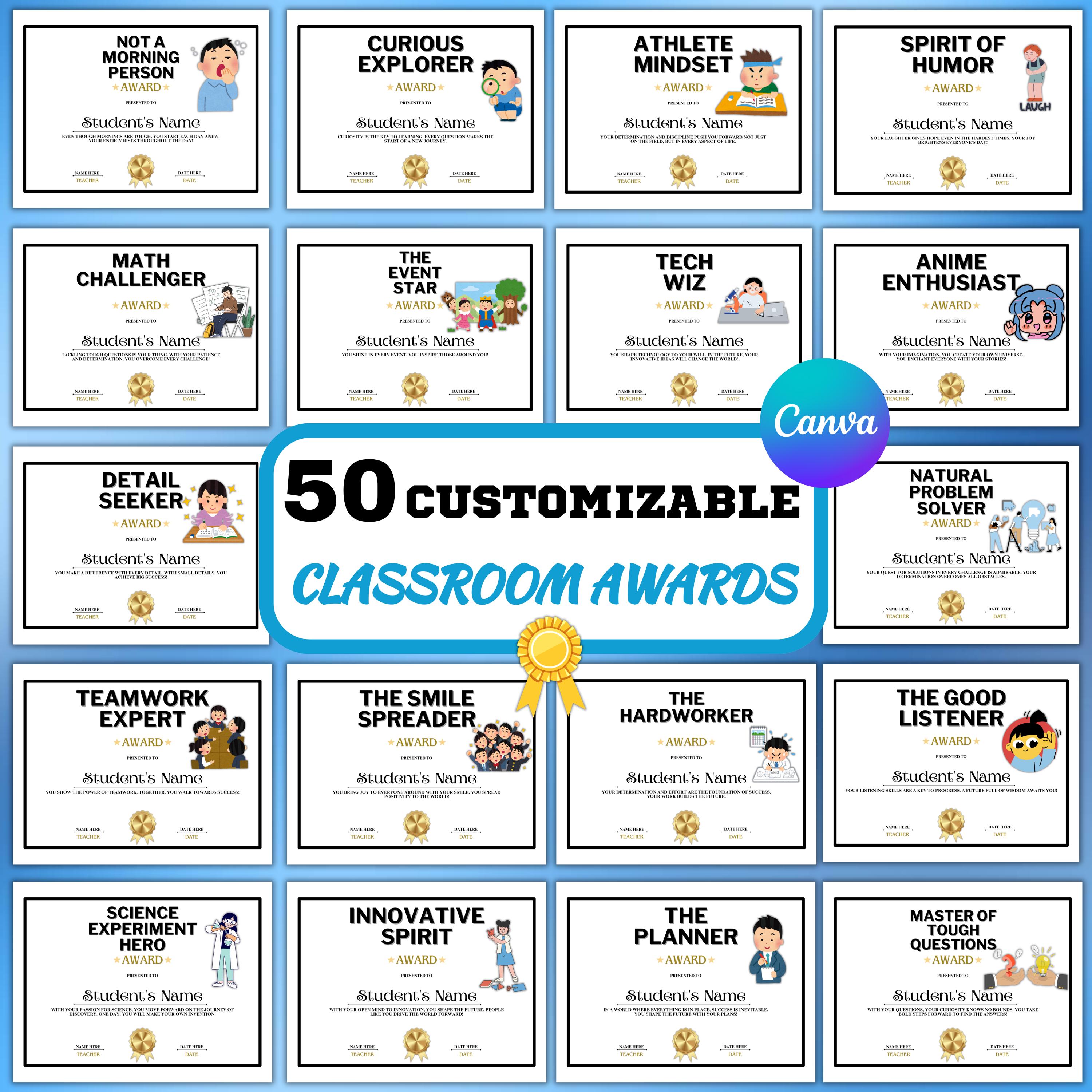 50 Student Award Certificates|classroom End of Year Certificate ...