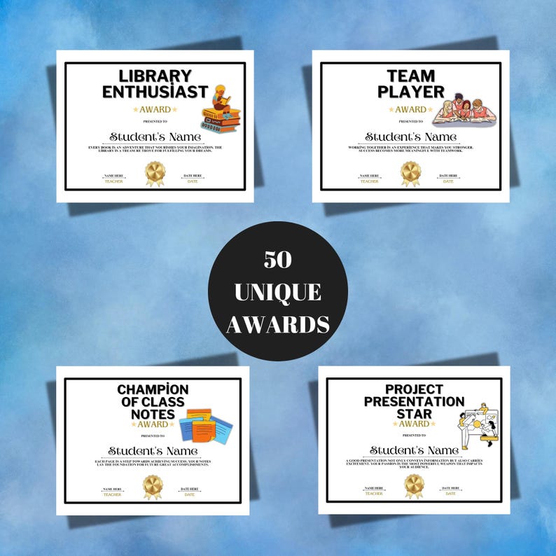 50 Student Award Certificates|classroom End of Year Certificate ...