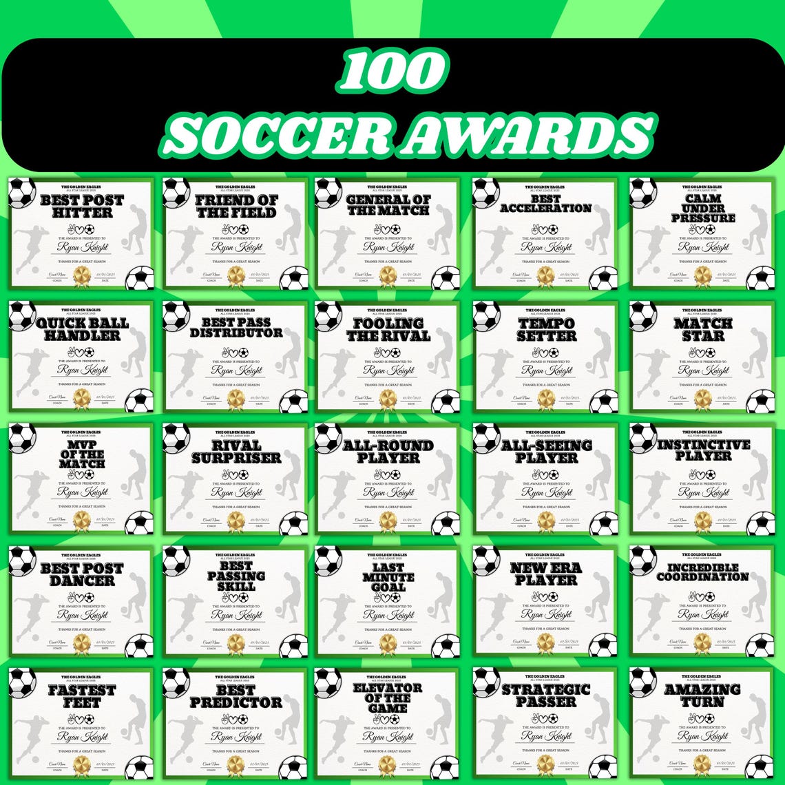 100 Editable Soccer Award Certificates | Soccer Team Awards | End of ...