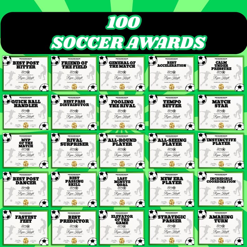 100 Editable Soccer Award Certificates | Soccer Team Awards | End of ...
