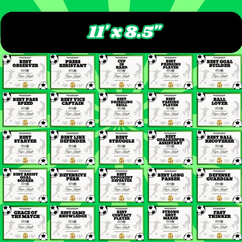 100 Editable Soccer Award Certificates | Soccer Team Awards | End of ...
