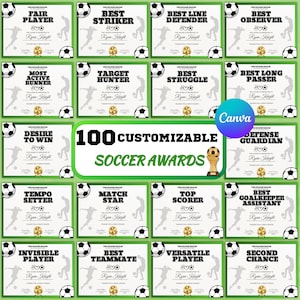 100 Editable Soccer Award Certificates | Soccer Team Awards | End of ...