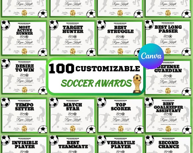 100 Editable Soccer Award Certificates | Soccer Team Awards | End of ...