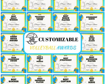 50 Volleyball Award Certificates Printable – Editable Canva Templates ...