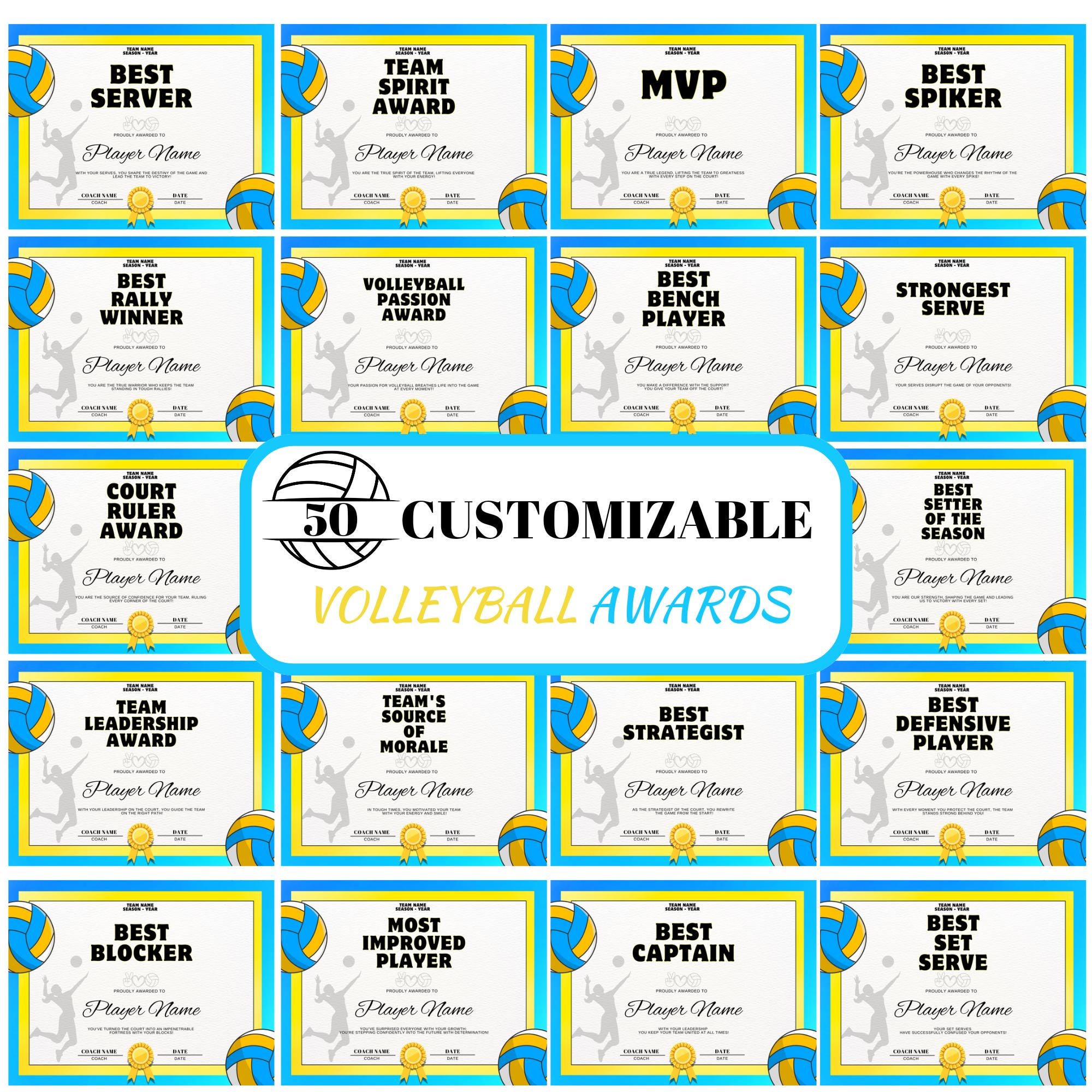 50 Volleyball Award Certificates Printable – Editable Canva Templates ...