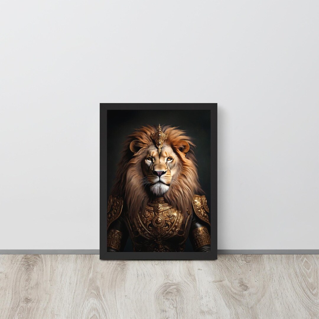 FRAMED Lion Hybrid Poster - Lion Poster for Man Caves Bachelor Pads and ...