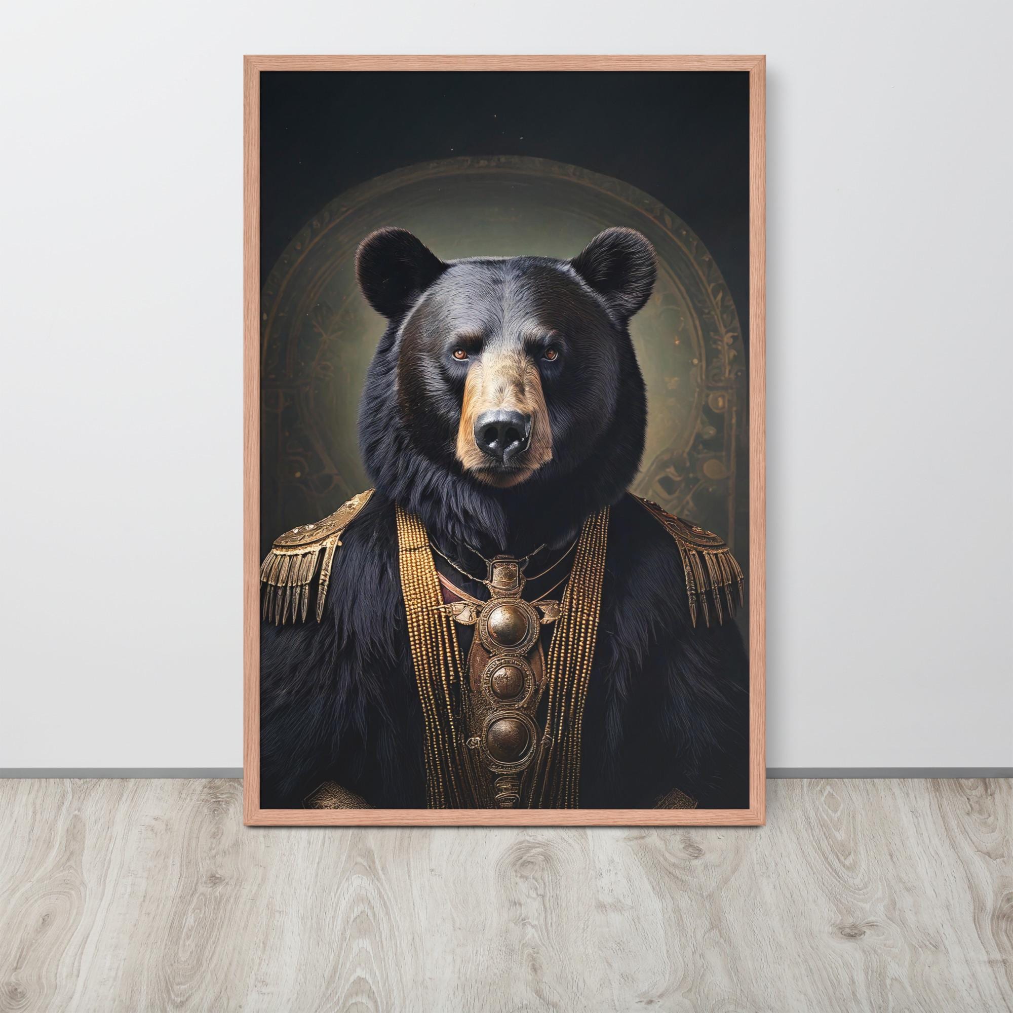 FRAMED Black Bear Hybrid Poster - Bear Poster for Man Caves Bachelor ...
