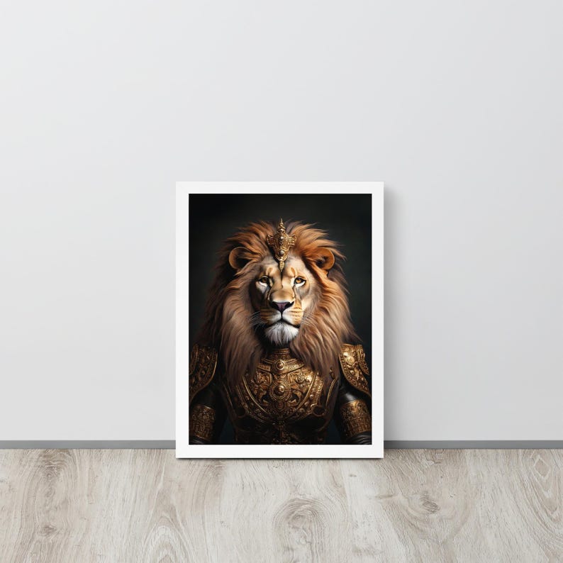 FRAMED Lion Hybrid Poster - Lion Poster for Man Caves Bachelor Pads and ...