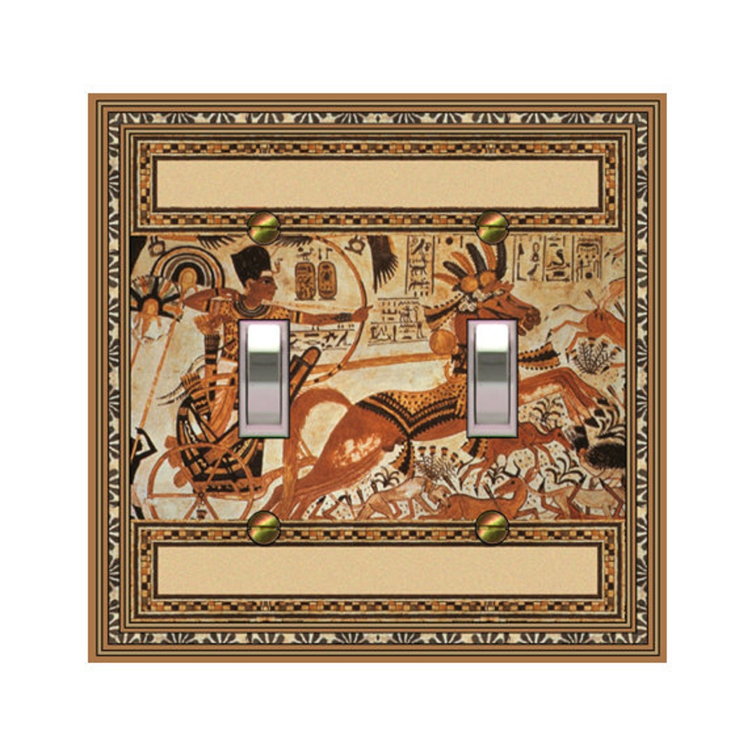 1115X Flat Image of Egyptian King Tut Chariot Horses Deer Symbols ~ Mrs ...