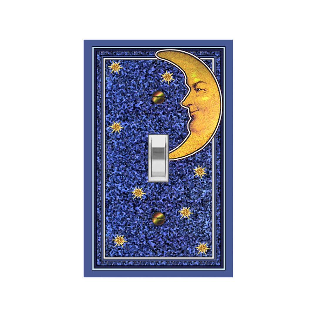 0105A Vintage Cigar Moon Stars on Abstract Sky/floral - Etsy