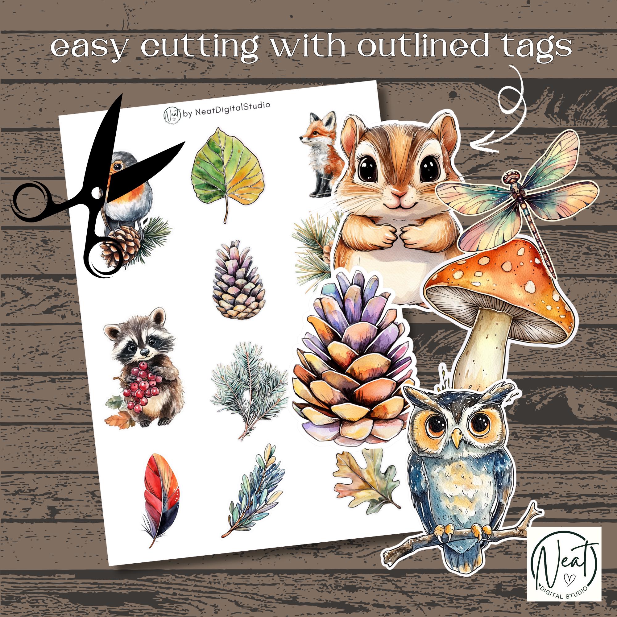 Woodland Animals Printable Fussy Cuts for Journals, Forest Animals ...