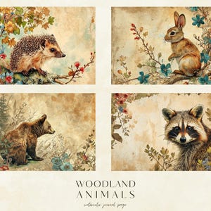 Woodland Animals Junk Journal Kit Vintage Wild Bear Fox Deer Rabbit ...