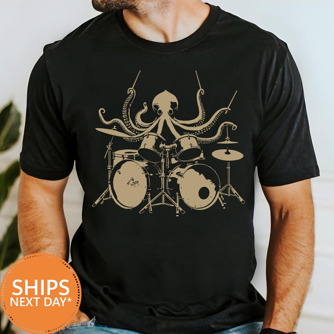 Octopus Drummer Shirt, Funny Drum Player Graphic Tee, Musician Gift ...