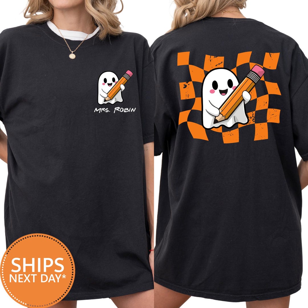 Halloween Teacher Comfort Colors Shirt, Cute Ghost Graphic Tee, Spooky ...
