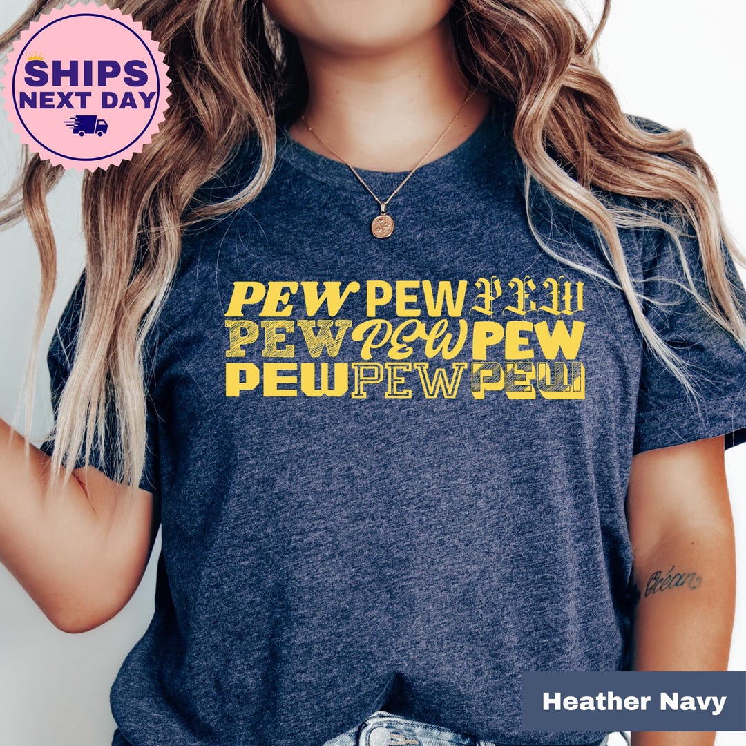 Funny Pew Pew Pew Graphic T-shirt, Comfort Colors Fan Shirt, Unique ...