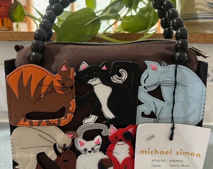 RARE New Michael Simon Cat Purse 3D Kitty Handbag Animal Rescue Charity ...
