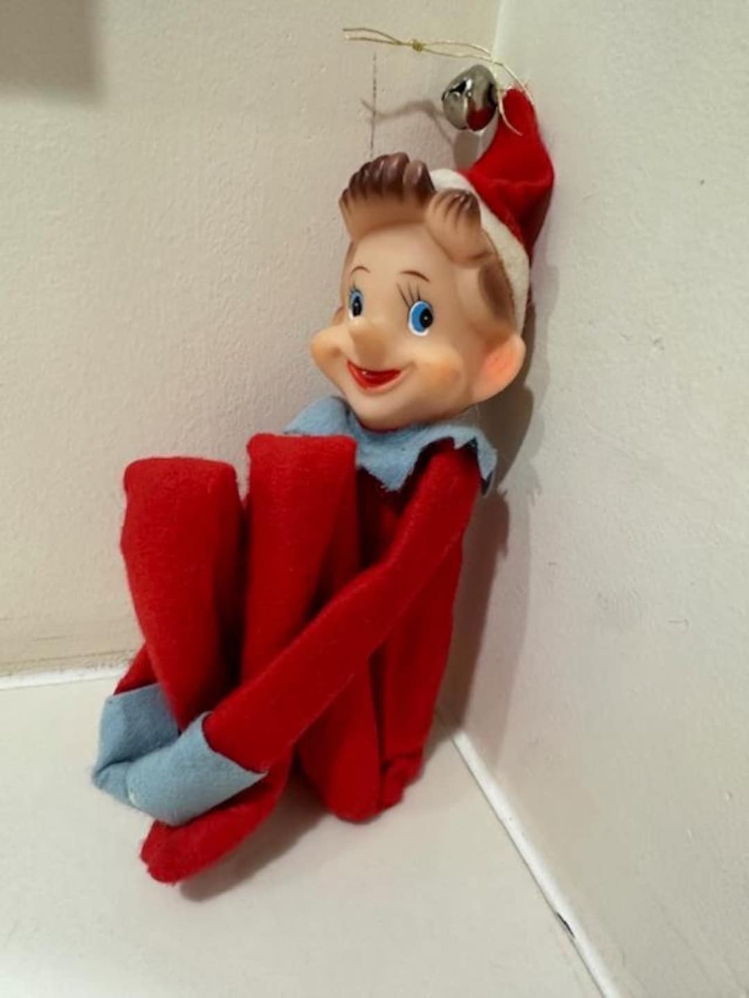 Vintage Knee Hugger Elf on a Shelf Rubber Face Felt Bell - Etsy