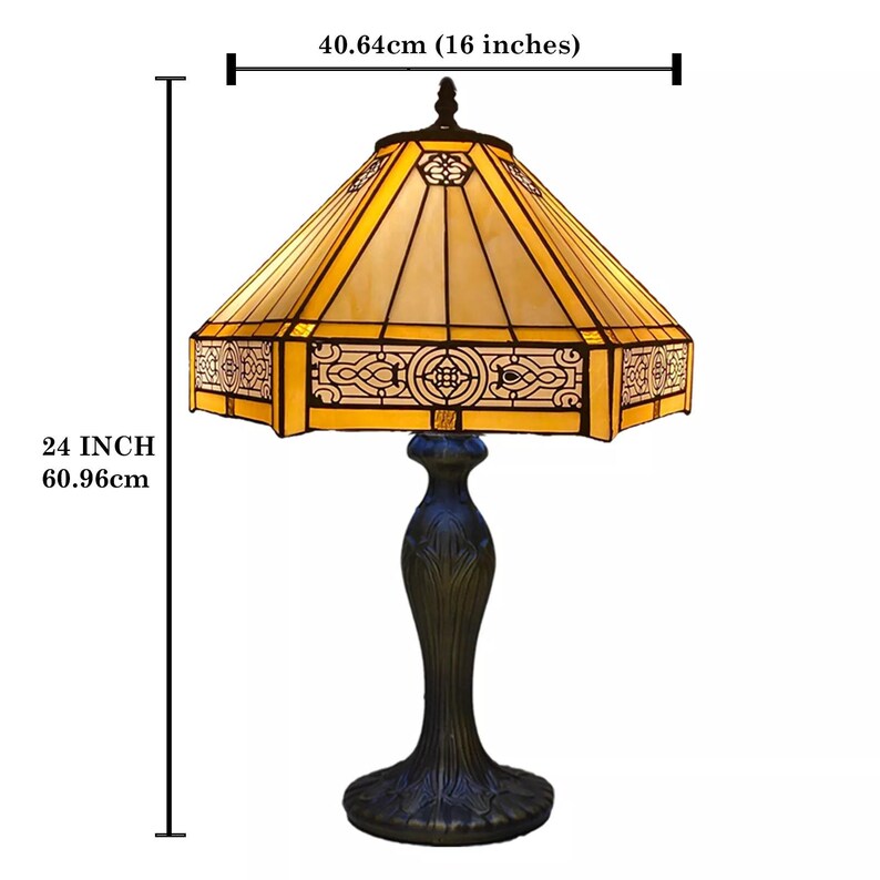 Tiffany Yellow Hexagonal Style 16" Table Lamp, Ceiling Lamp and Pendant ...