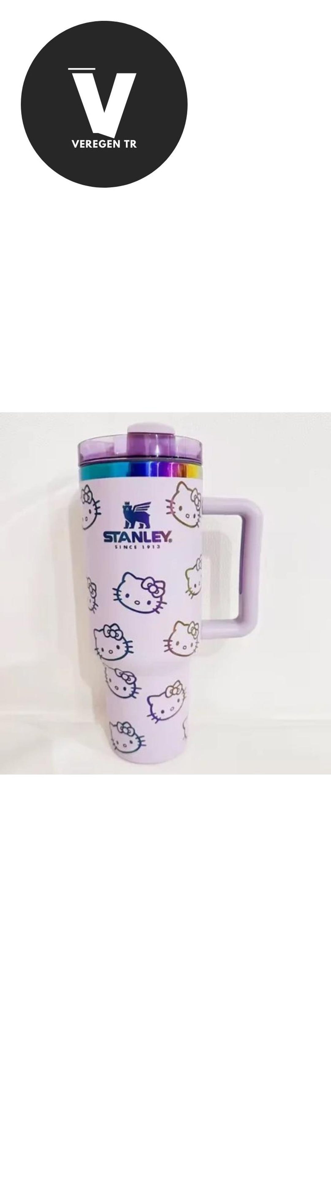 Hello Kitty Laser Engraved Cup Rainbow Copper Top Like Stanley 40oz Cup ...