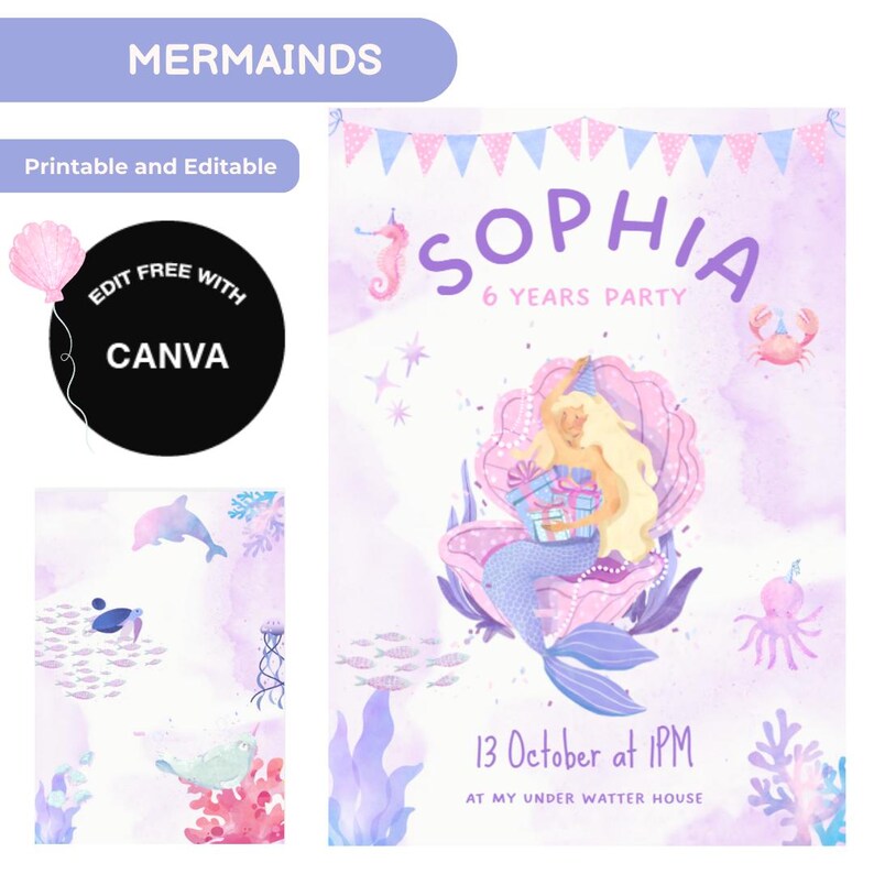 Mermaid Printables Mermaid Clipart and Watercolor Tail for Underwater ...