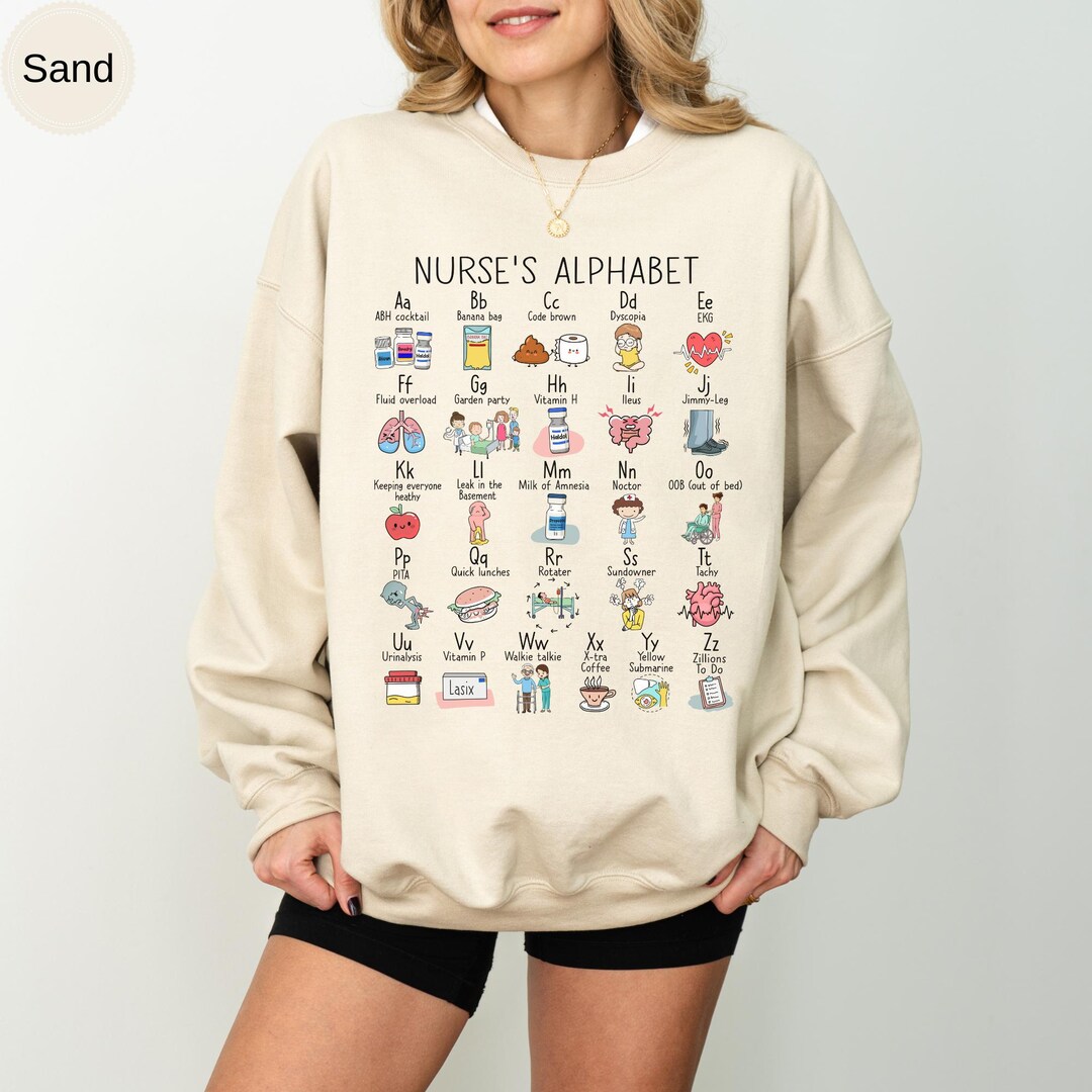 NICU Nurse Alphabet Sweat Shirt Neonatal RN Crewneck Sweatshirt Group ...