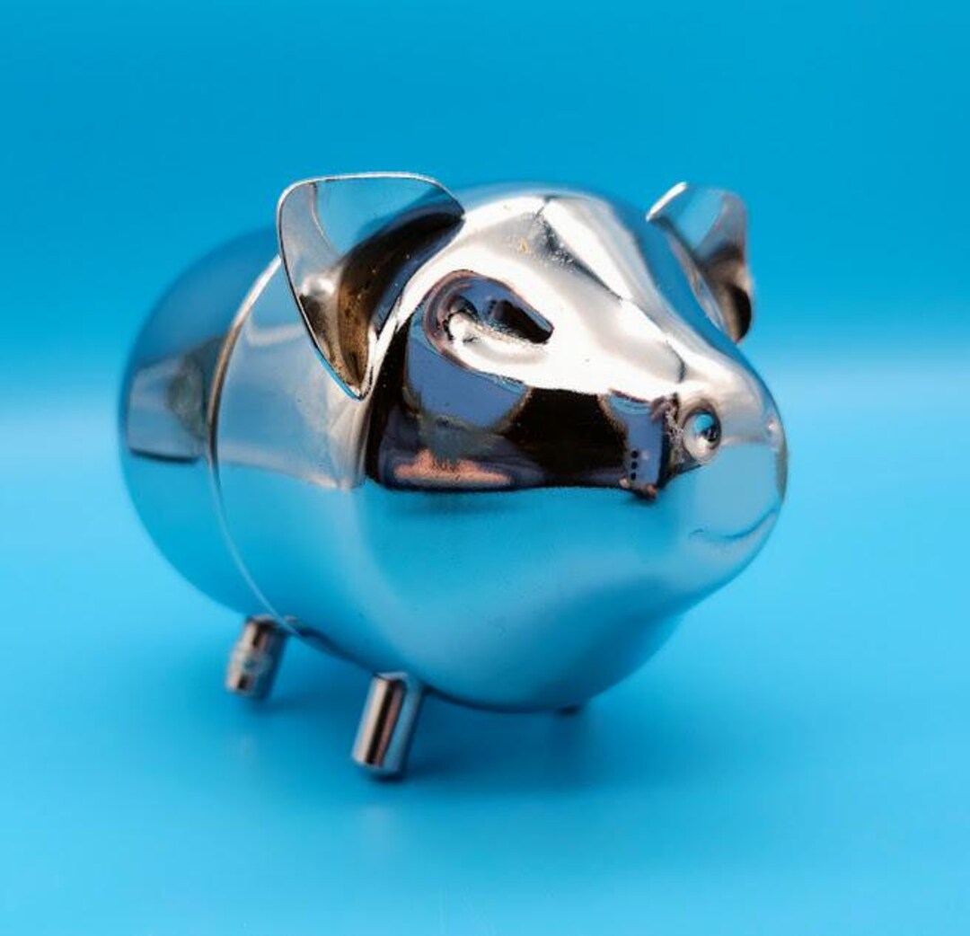 Chrome Piggy Bank Retro Metal Pig Coin Bank Mid-century Modern Decor - Etsy