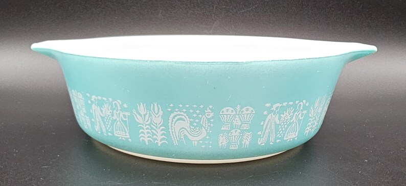 Vintage Pyrex 471, 1 Pt Turquoise Amish Butterprint Round, Casserole ...