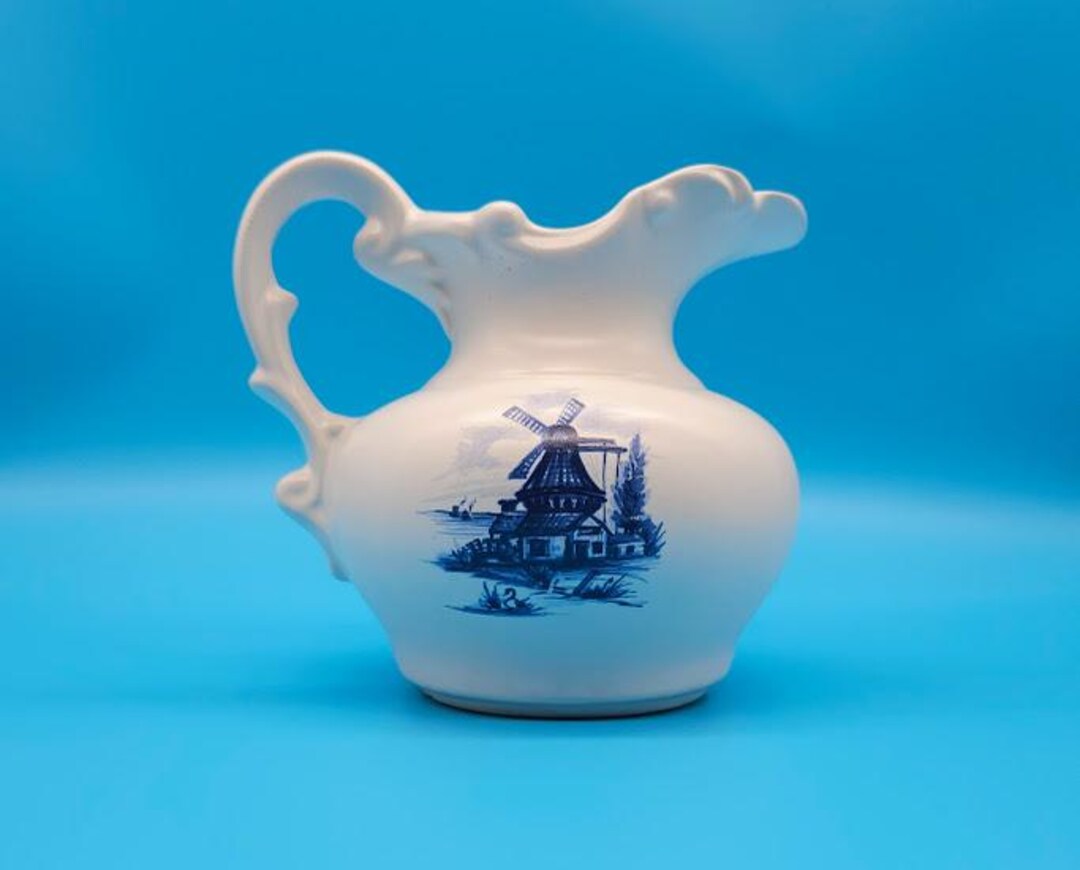 Mccoy Delft Pitcher - Blue Windmill Design, No Basin, Rustic Salt ...