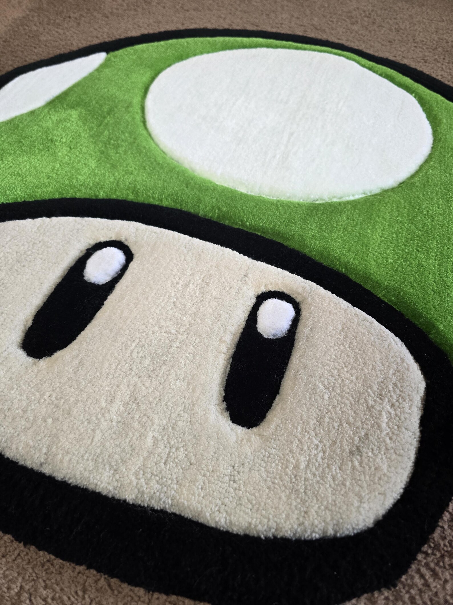 Mario Mushroom Rug Handmade Tufted Rug Custom Wall Art GREEN Mario ...