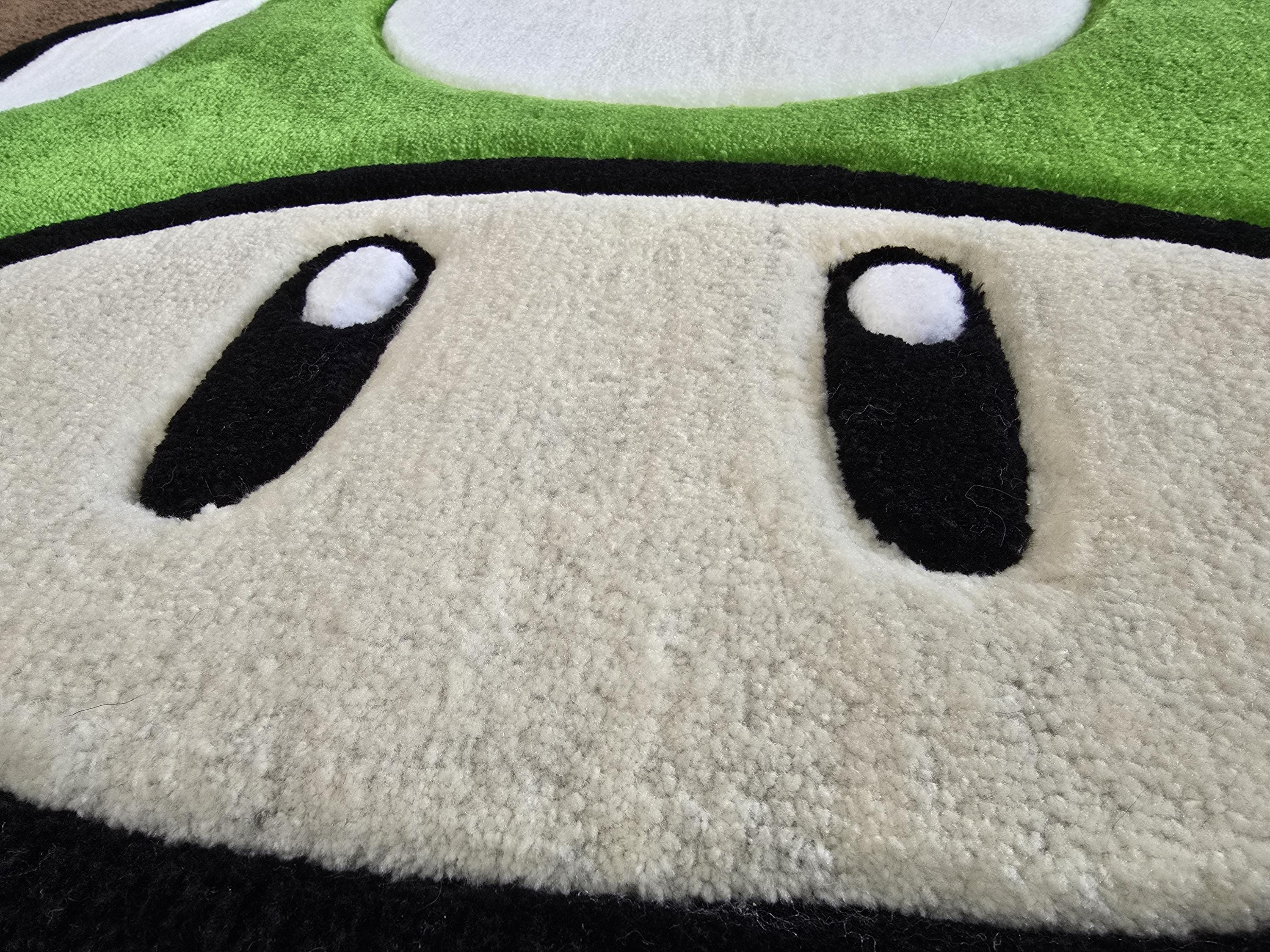 Mario Mushroom Rug Handmade Tufted Rug Custom Wall Art GREEN Mario ...