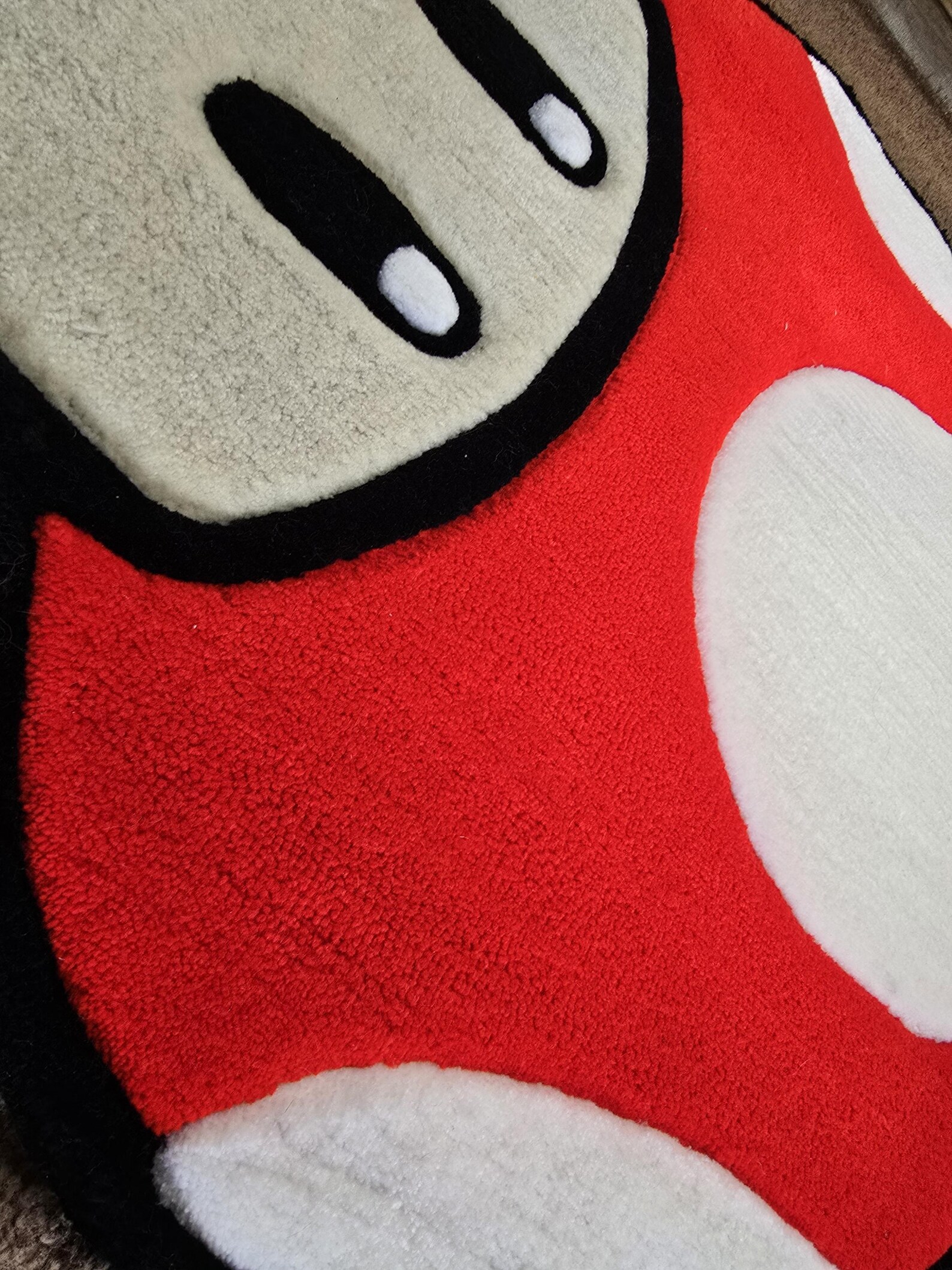 Mario Mushroom Rug Handmade Tufted Rug Custom Wall Art RED Mario Fiber ...