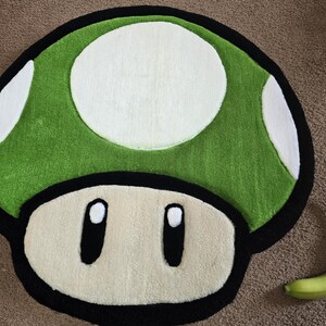 Mario Mushroom Rug Handmade Tufted Rug Custom Wall Art GREEN Mario ...