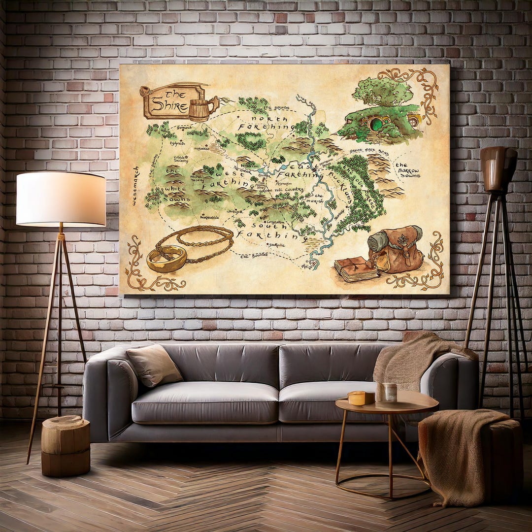 Map of Middle Earth Canvas,gondor Art,the Shire Map,lotr ,middle Earth ...