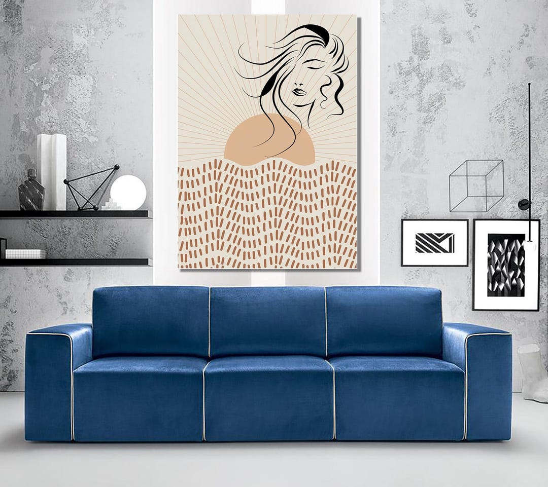 Face Line Art, Woman Pose Canvas, Line Art Drawings, Mid Century Canvas ...