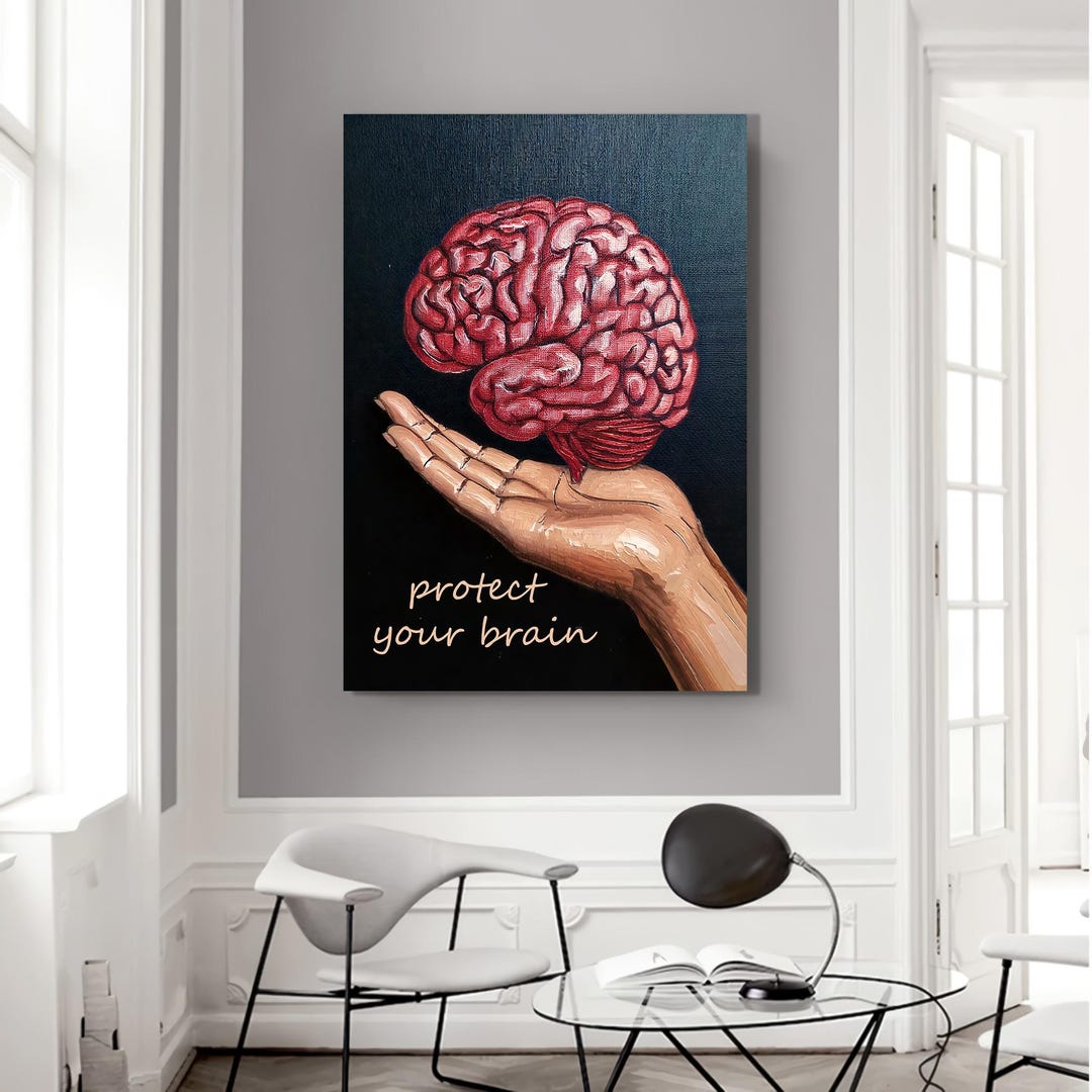 Positive Messages Canvas, Brain Themed Canvas, Protect and Take Care of ...