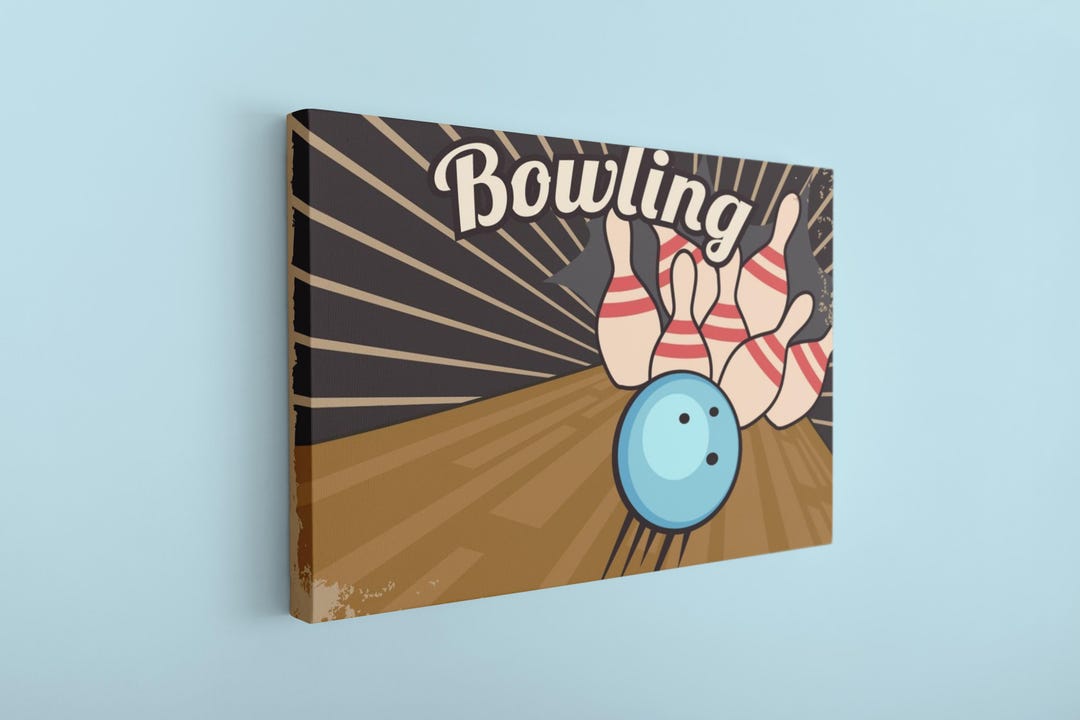 Bowling Canvas, Bowling Wall Decor, Bowling Art Picture, Living Room ...
