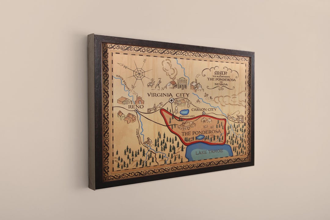 Ponderosa Map Art: Bonanza Nevada Canvas - Etsy